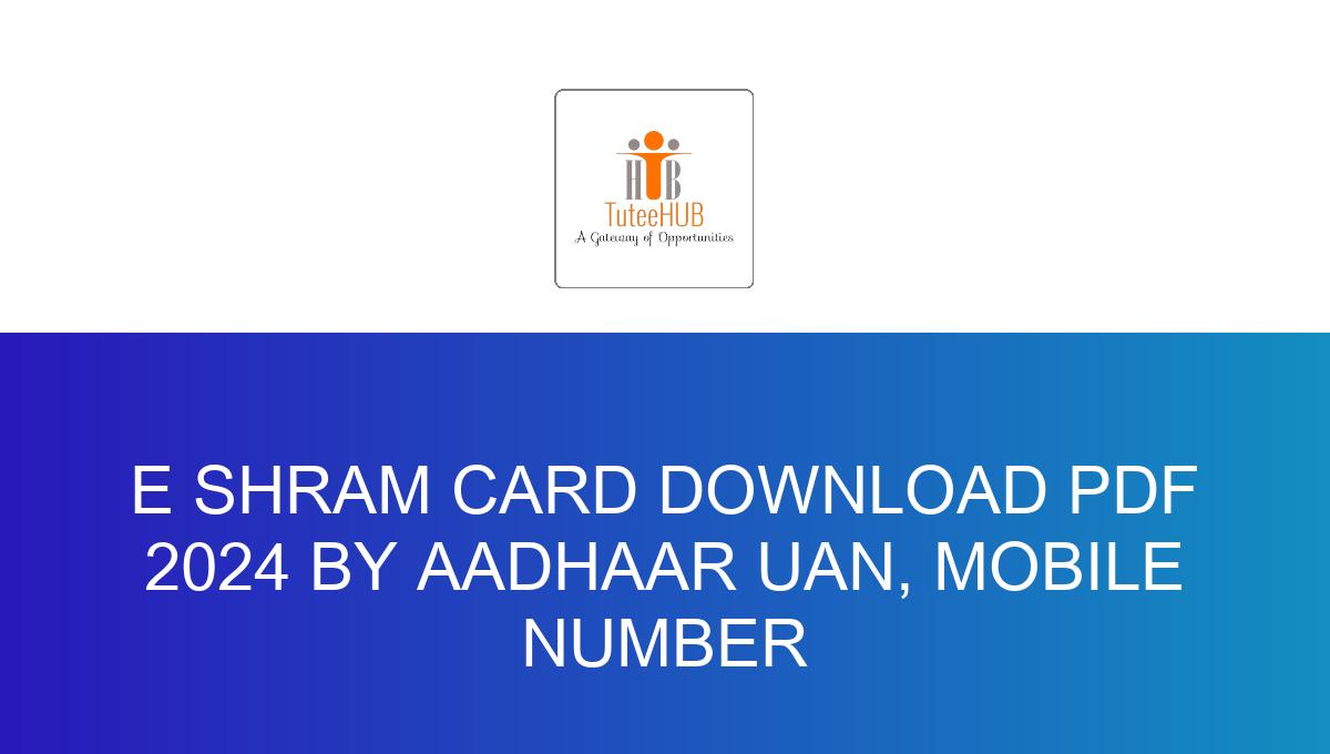 Summary For E Shram Card Download Pdf 2024 by Aadhaar UAN, Mobile Number